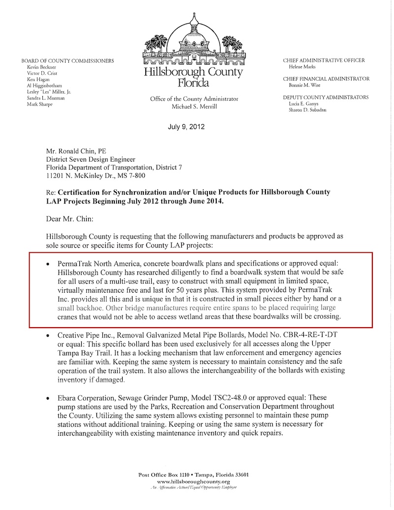 Can PermaTrak's Concrete Boardwalk System Be Used on a DOT Project?